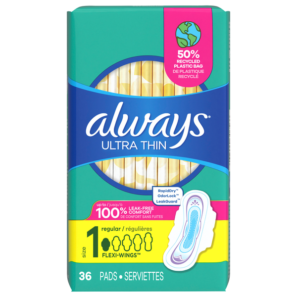 Save on Always Ultra Thin Size 1 Unscented Regular Pads with Wings ...