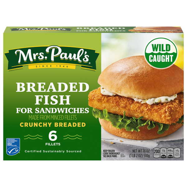 Save on Mrs. Paul's Wild Caught Breaded Fish Fillets For Sandwiches - 6 ...