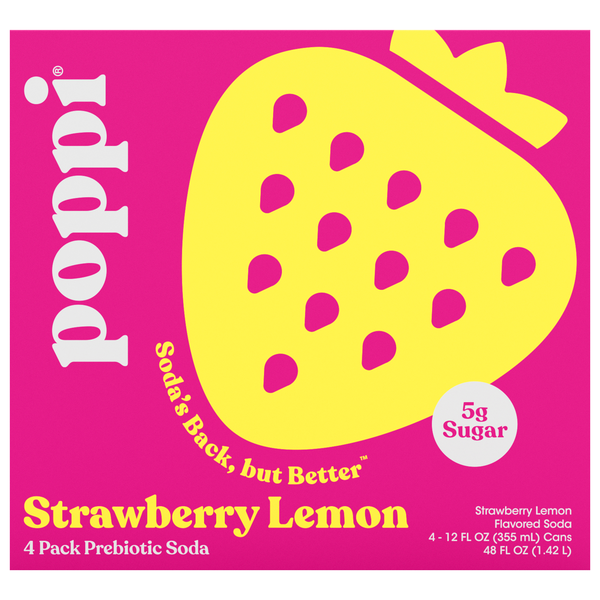 Save on Poppi Strawberry Lemon Prebiotic Soda - 4 pk Order Online ...