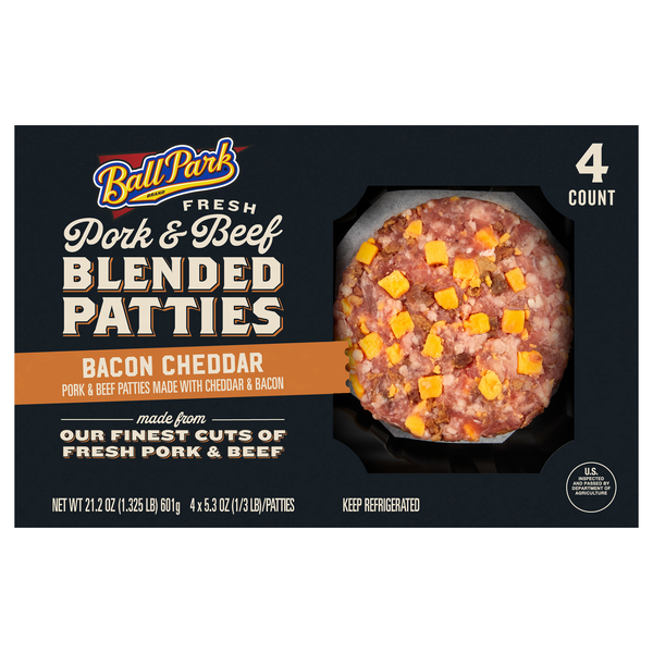 Save on Ball Park Bacon & Cheddar Pork & Beef Blended Patties - 4 ct ...