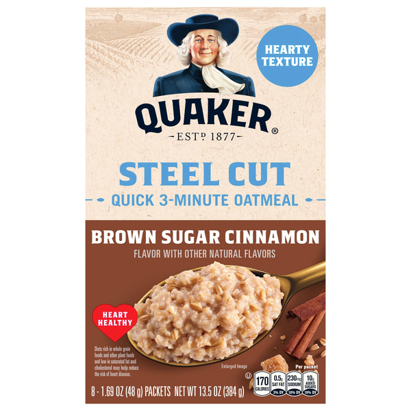 Save on Quaker Brown Sugar Cinnamon Steel Cut Quick 3-Minute Oatmeal ...