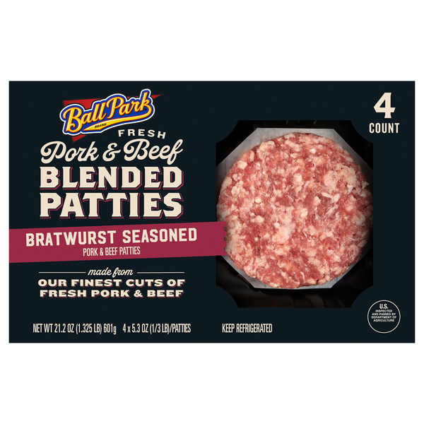 Save on Ball Park Bratwurst Seasoned Pork & Beef Blended Patties - 4 ct Order Online Delivery ...