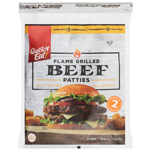 Save on Quick'N Eat! Flame Grilled Beef Patties Frozen Order Online ...