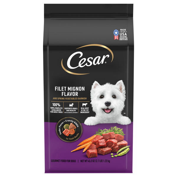 Save on CESAR Filet Mignon Flavor & Spring Vegetables Small Breed Dry ...