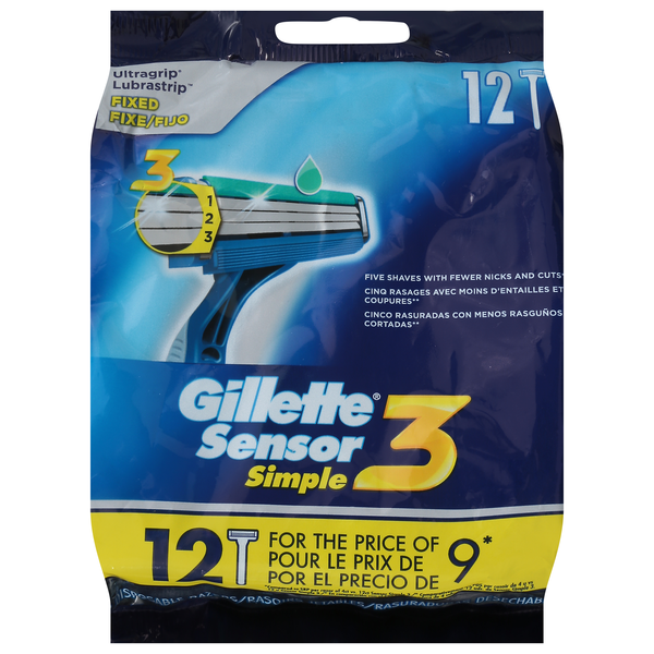 Save on Gillette Sensor3 Simple Razors Disposable Order Online Delivery ...