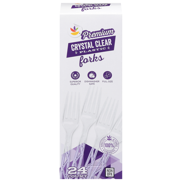 Save on Our Brand Premium Crystal Clear Plastic Forks Order Online ...