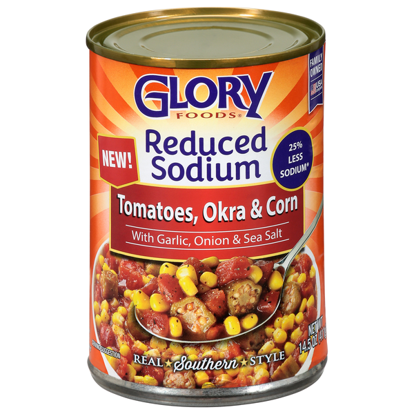 Save on Glory Foods Reduced Sodium Southern Style Tomatoes Okra & Corn ...