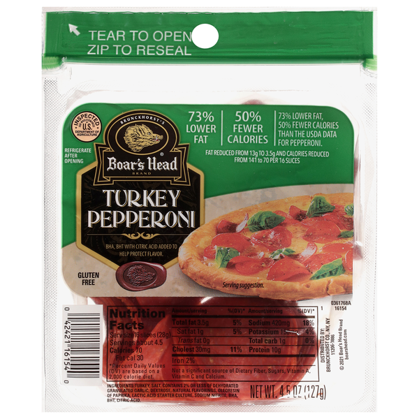Save on Boar's Head Low Fat Turkey Pepperoni Slices Order Online ...