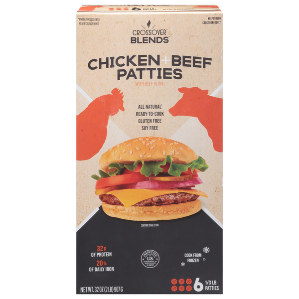 Save on Crossover Blends 1/3 lb Chicken + Beef Patties - 6 ct Frozen ...