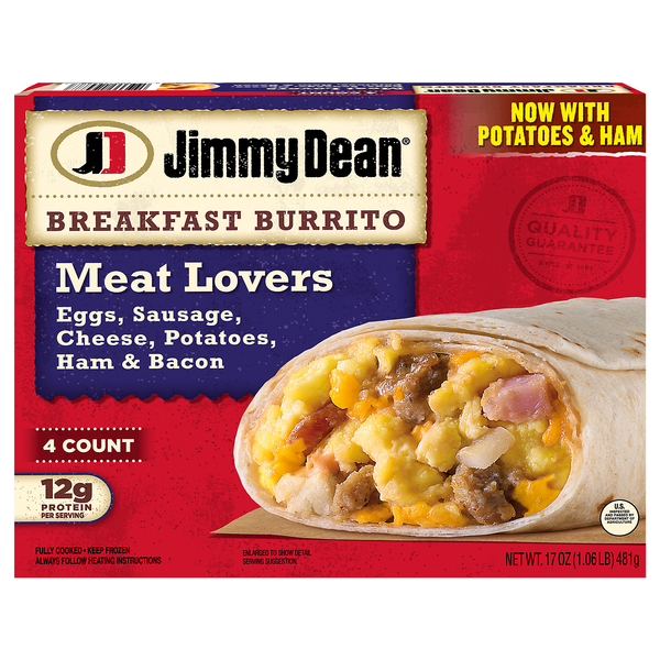 Save on Jimmy Dean Meat Lovers Breakfast Burritos - 4 ct Order Online ...