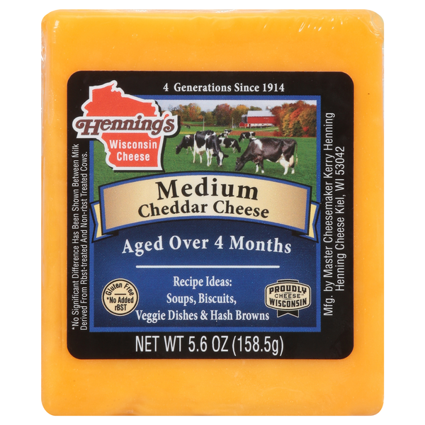 Save on Henning's Wisconsin Aged Medium Cheddar Cheese Block Order ...