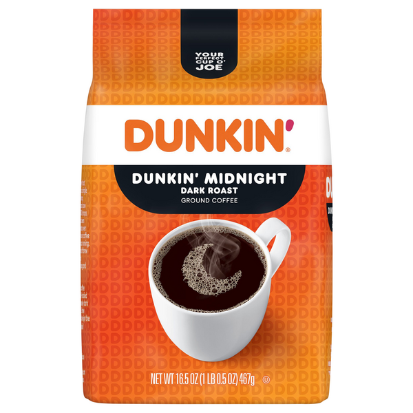 Save on Dunkin' Midnight Dark Roast Ground Coffee Order Online Delivery | GIANT