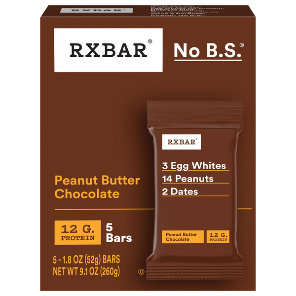 Save on RXBAR Peanut Butter Chocolate 12g Protein Bar - 5 ct Order ...