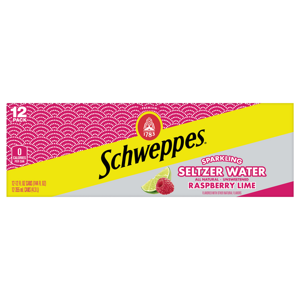 Save on Schweppes Sparkling Raspberry Lime Seltzer Water - 12 pk Order Online Delivery | Stop & Shop