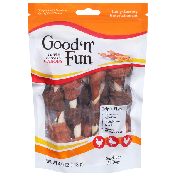 Save on Good 'n' Fun Triple Flavor Kabobs Chicken Liver Duck Dog Chews ...