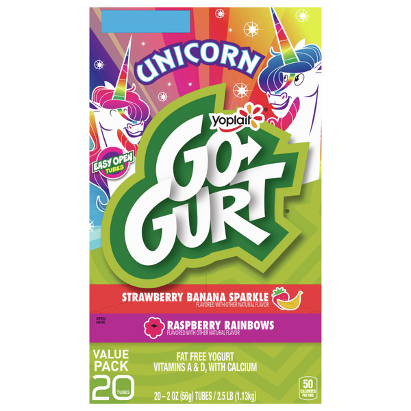 Save on Yoplait Go-GURT Unicorn Strawberry Banana & Raspberry Yogurt Tubes - 20 ct Order Online ...