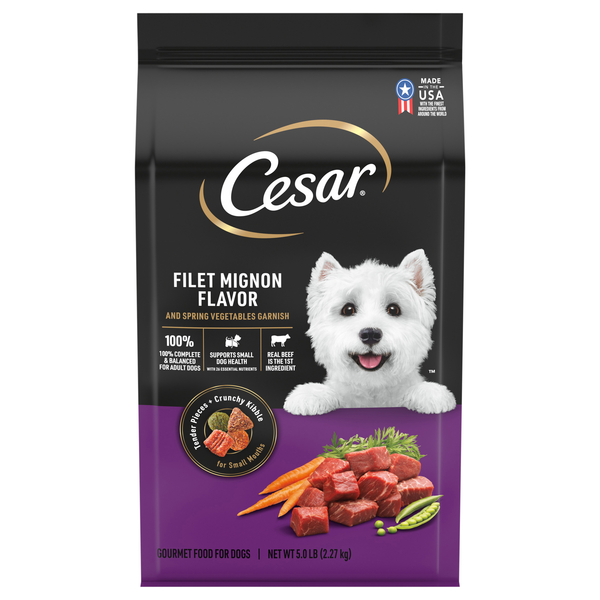 Save on CESAR Filet Mignon Flavor & Spring Vegetables Small Breed Dry ...