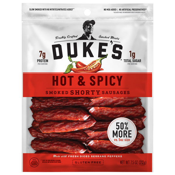 Save on Duke's Hot & Spicy 7g Protein Smoked Shorty Sausages Order ...