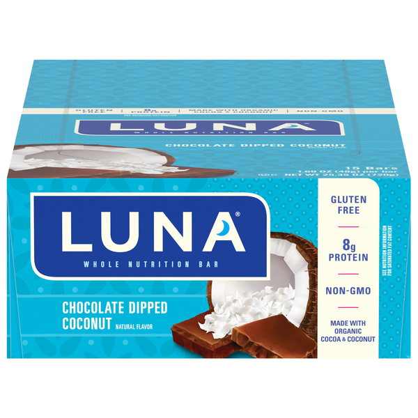 Save on LUNA Organic Chocolate Dipped Coconut 8g Protein Nutrition Bar ...