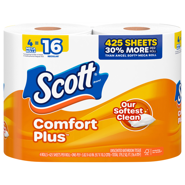 Save on Scott Comfort Plus Mega Roll 1-Ply Toilet Paper Unscented Order ...