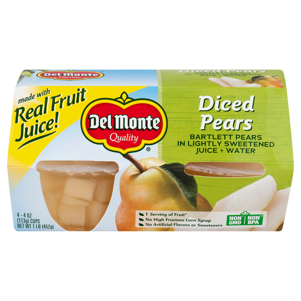 Save on Del Monte Diced Pears Fruit Cups in Juice - 4 ct Order Online ...