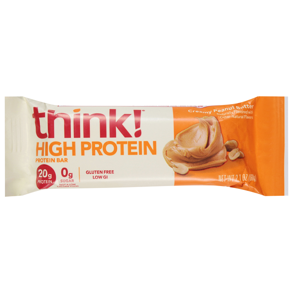Save on think! Gluten Free Creamy Peanut Butter 20g High Protein Bar ...