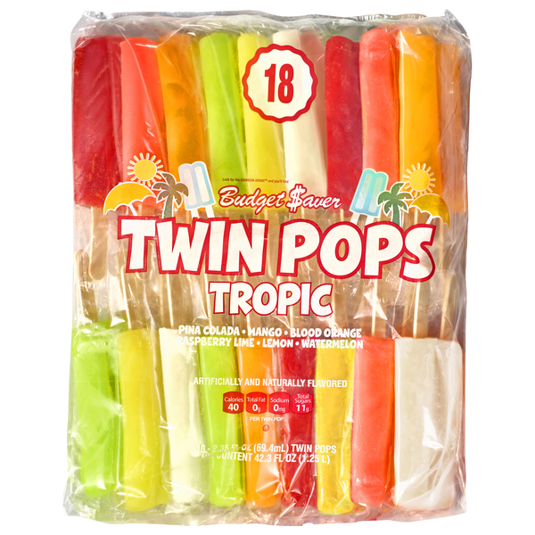 Save on Budget Saver Assorted Tropic Flavors Twin Ice Pops - 18 ct ...