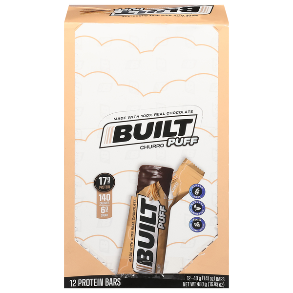 Save on BUILT Puffs Churro 17g Protein Bar - 12 ct Order Online ...