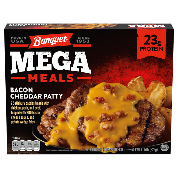Save on Banquet MEGA Bacon Cheddar Patty Protein Frozen Meal Order ...