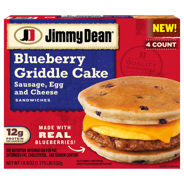 Save on Jimmy Dean Sausage Egg & Cheese Blueberry Griddle Cake ...