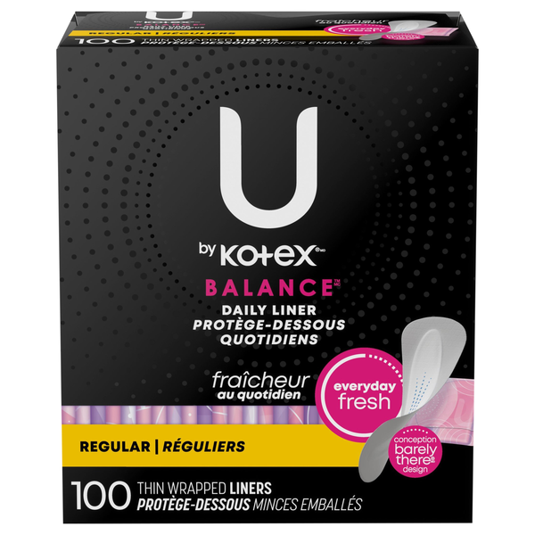 Save on U by Kotex Balance Unscented Regular Thin Wrapped Daily Liners ...