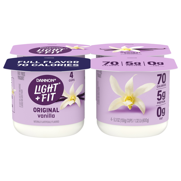 Save on Dannon Light + Fit Fat Free Original Vanilla Yogurt Cup - 4 ct Order Online Delivery ...