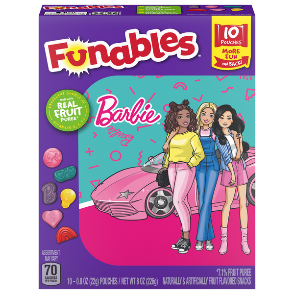 Save on Funables Barbie Fruit Snacks - 10 ct Order Online Delivery | Giant