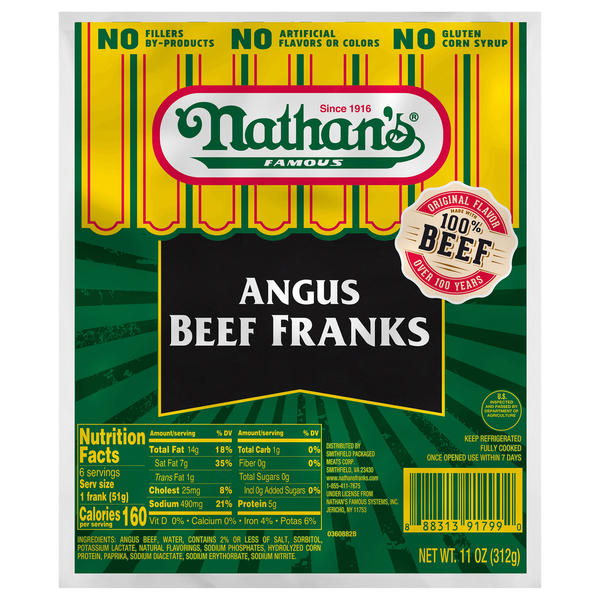 Save on Nathan's Famous Angus Beef Franks - 6 ct Order Online Delivery ...