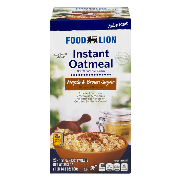 Save on Food Lion Maple & Brown Sugar Instant Oatmeal Value Pack - 20 ...