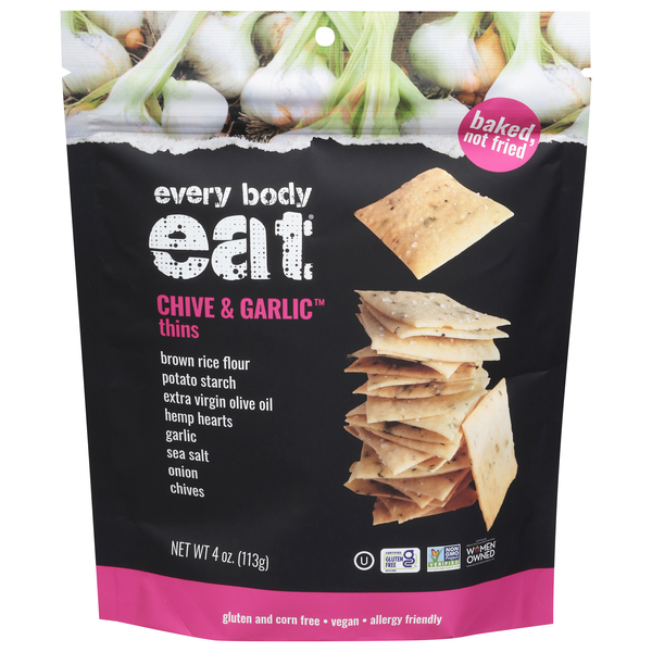 Save on Every Body Eat Plant-Based Chive & Garlic Snack Thins Crackers ...