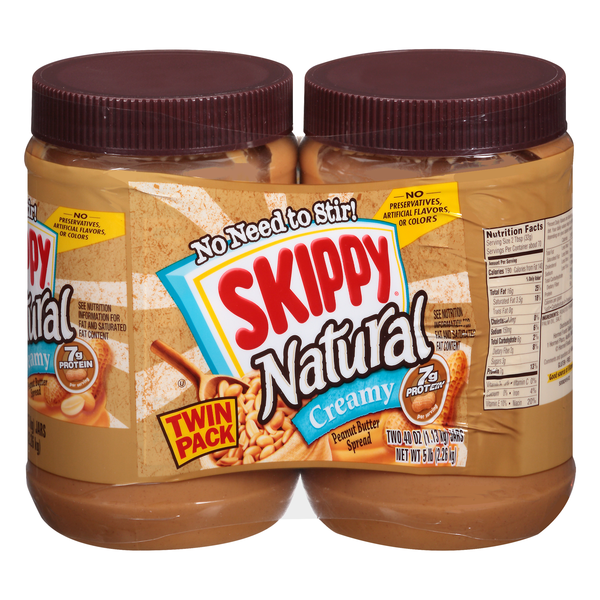 Save on Skippy Natural Creamy Peanut Butter Spread Twin Pack - 2 ct ... Save on Skippy Natural Creamy Peanut Butter Spread Twin Pack - 2 ct ...