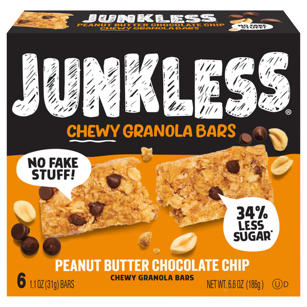 Save on Junkless Chewy Peanut Butter Chocolate Chip Granola Bar - 6 ct ... Save on Junkless Chewy Peanut Butter Chocolate Chip Granola Bar - 6 ct ...