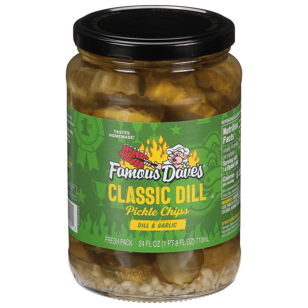Save on Famous Dave's Classic Dill & Garlic Dill Pickle Chips Order ...