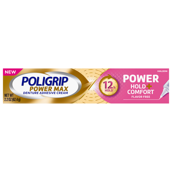 Save on Poligrip Power Max Hold Flavor Free Denture Adhesive Order ...