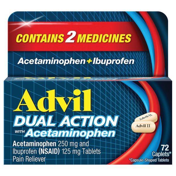 Save on Advil Dual Action with Acetaminophen Pain Reliever Tablets ...