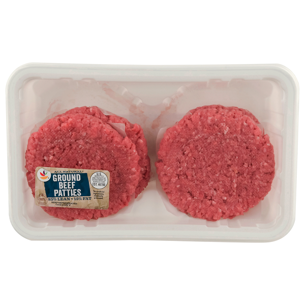 Save on Our Brand 85% Lean 15% Fat Ground Beef Burger Patties - 4 ct Fresh Order Online Delivery ...