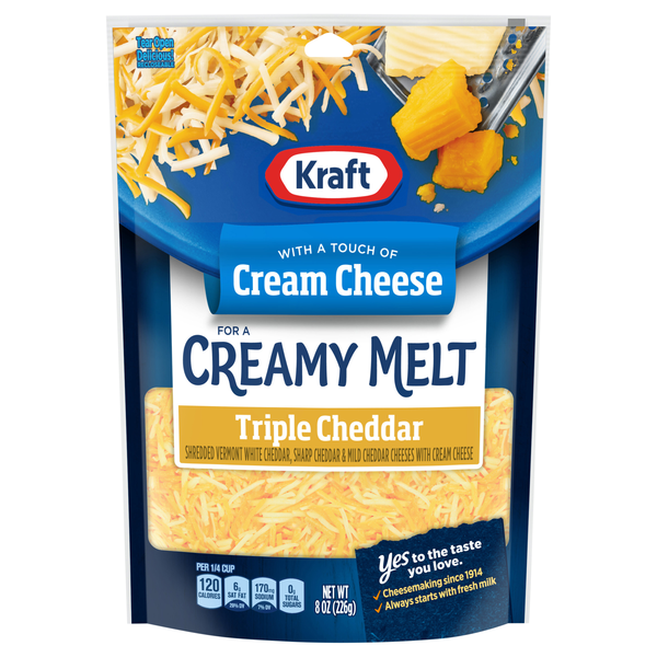 Save on Kraft Creamy Melt Shredded Triple Cheddar Cheese Order Online ...