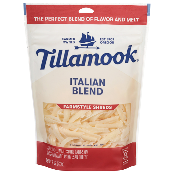 Save on Tillamook Farmstyle Shredded Italian Blend Cheese (Mozzarella ...