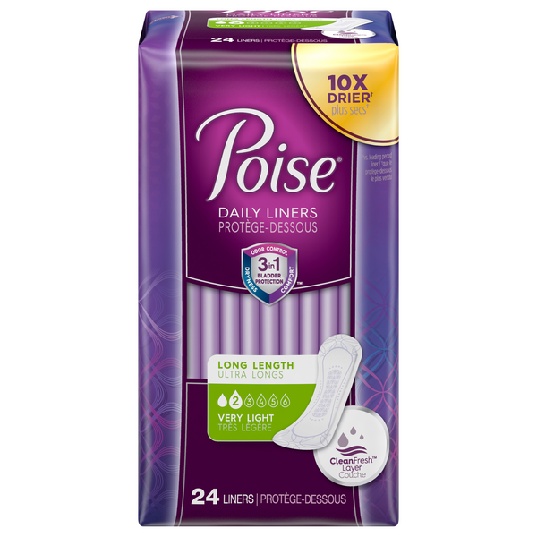 Save on Poise Daily Incontinence Liners Long Length Absorbency Very ...