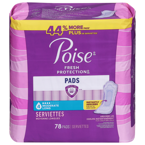 Save on Poise Fresh Protection 4 Moderate Long Incontinence Pads Order ...