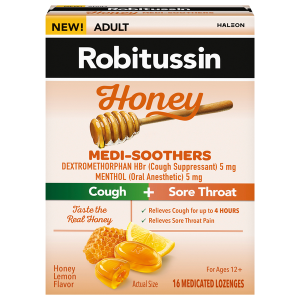 Save on Robitussin Medi-Soothers Honey Lemon Throat Lozenges Order Online Delivery | Food Lion