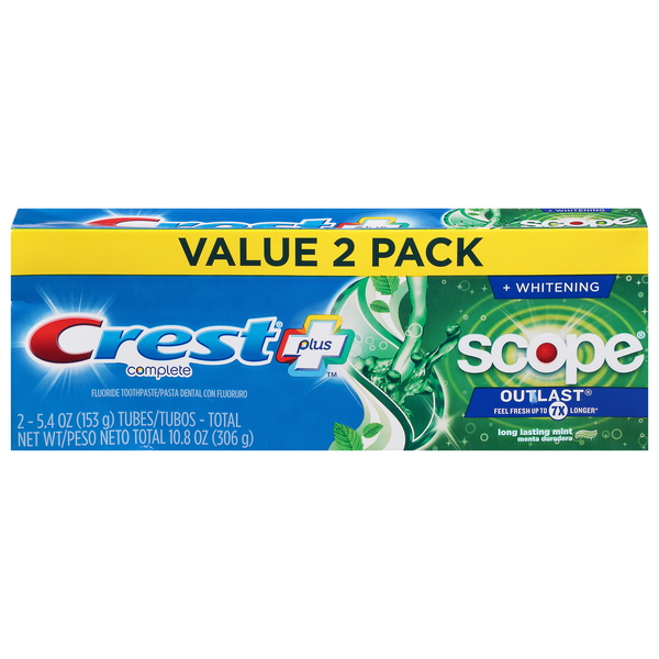 Save on Crest Plus Complete Scope Whitening Toothpaste Outlast Mint - 2 ...