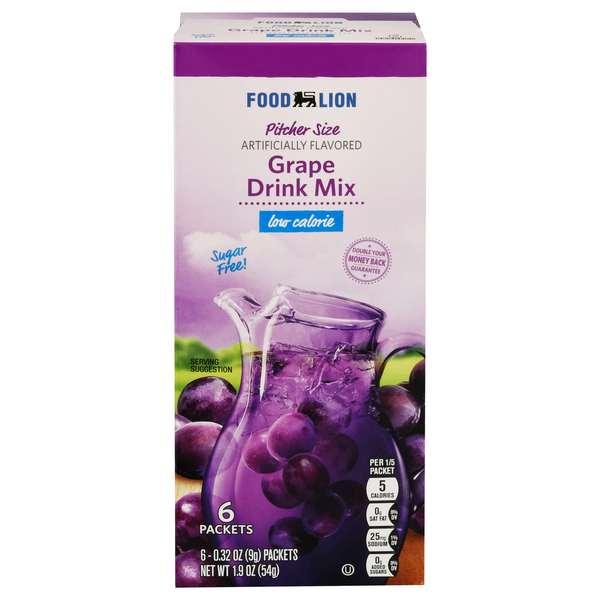 Save on Food Lion Grape Drink Mix Packets Low Calorie Pitcher Size - 6 ...