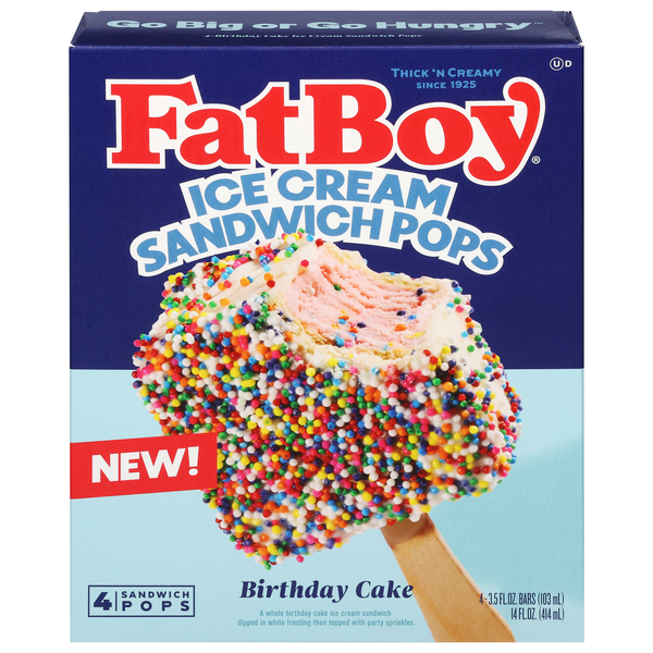Save on FatBoy Birthday Cake Ice Cream Sandwich Pops - 4 ct Order ...